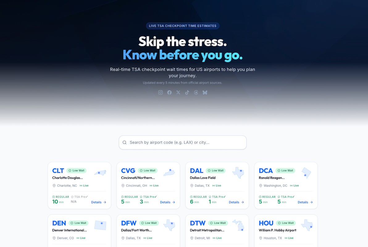 AirlineGeeks Launches Live TSA Checkpoint Wait Time Tool for Airports ...